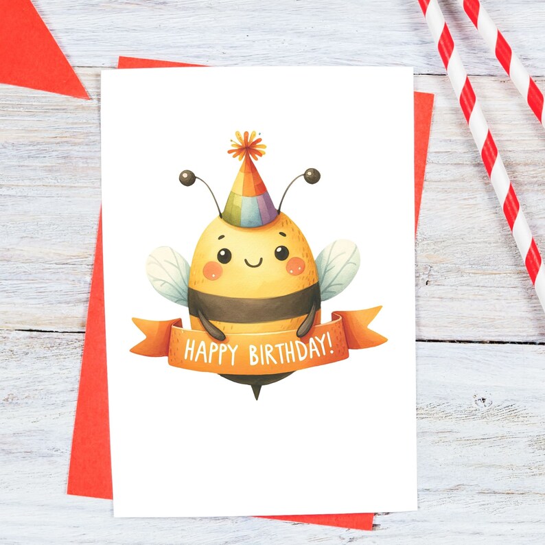 Bee Birthday Watercolor Clipart, Cute Bee Clipart, Bumble Bee Clipart ...
