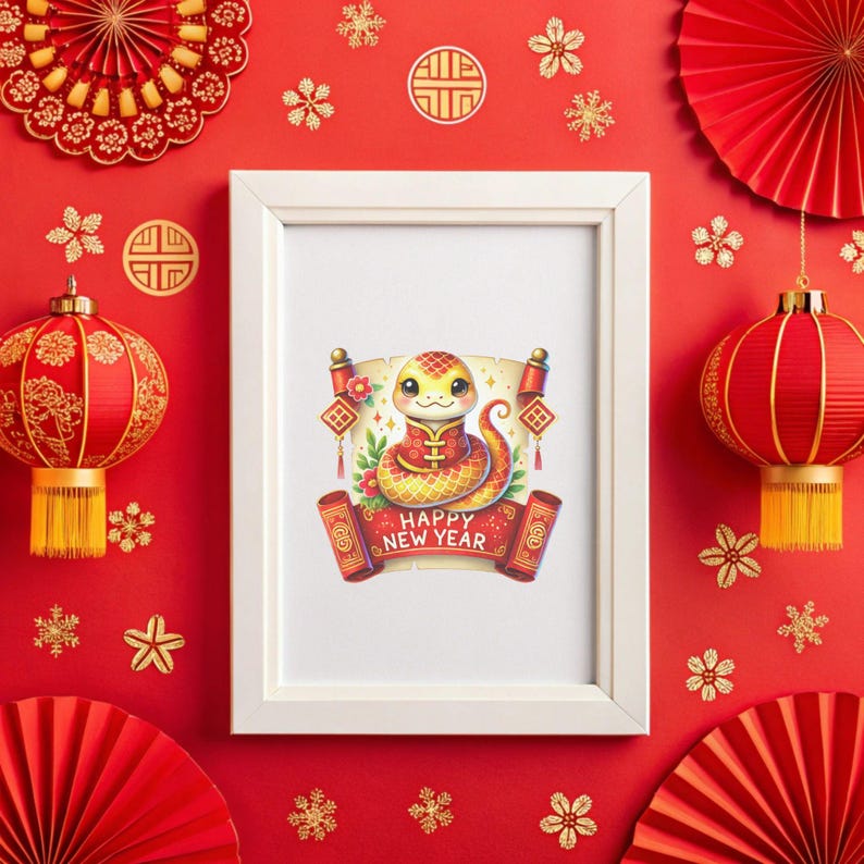 Lunar New Year Snake Clipart: Watercolor Zodiac Animals (33 PNG) - Etsy