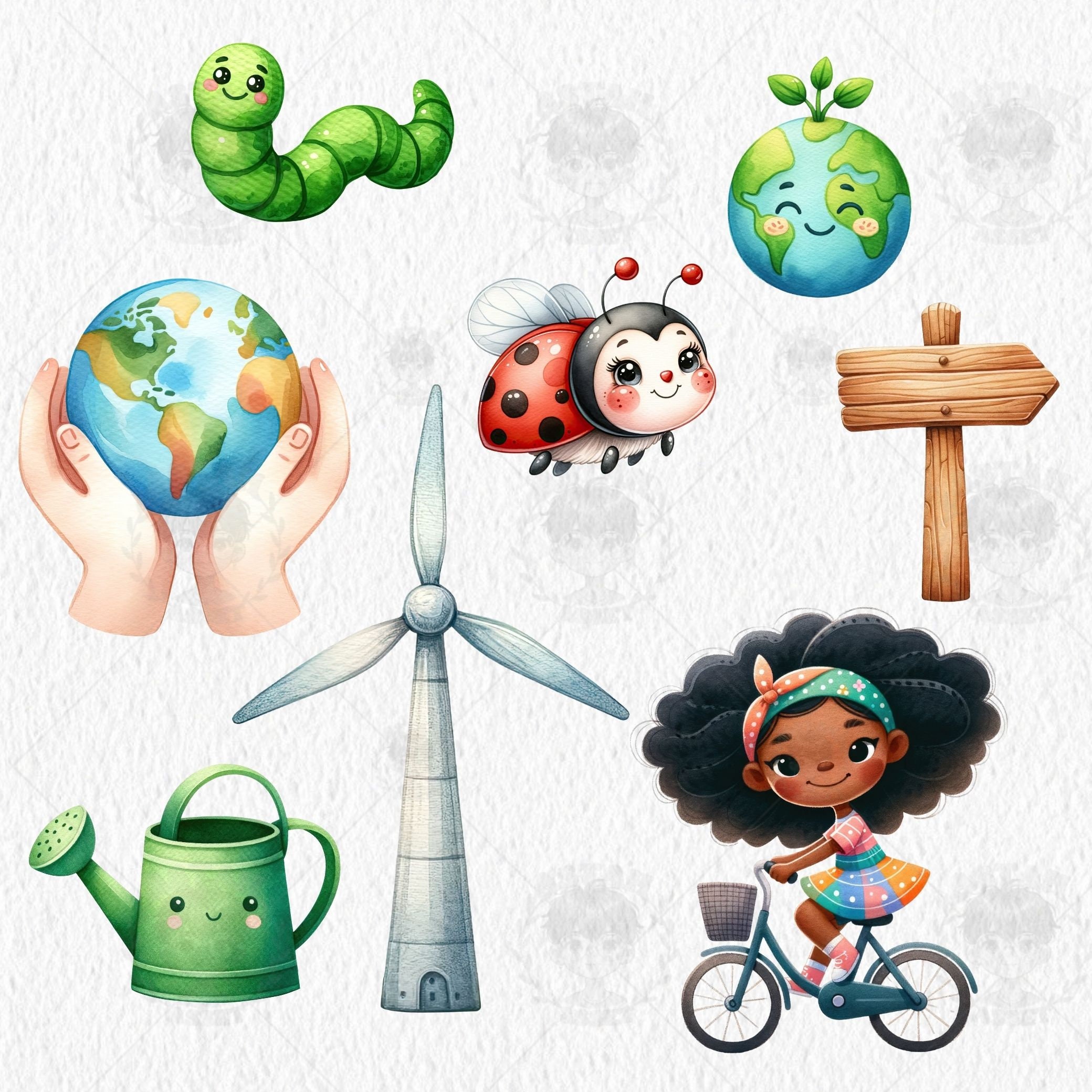 Earth Day Watercolor Clipart ,globe Clipart, Greenery PNG, Mother Day ...