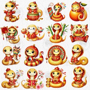 Snake Lunar New Year Clipart, Chinese New Year Clipart, Cute Snake ...