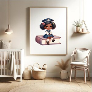Black Girl School Watercolor Clipart: Diverse Education (PDF) - Etsy