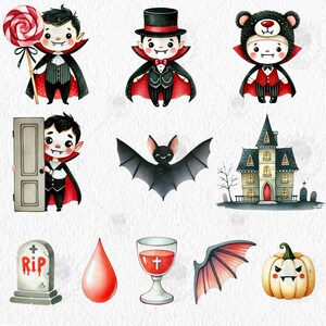 Vampire Watercolor Clipart, Halloween PNG, Spooky Clipart, Cute ...