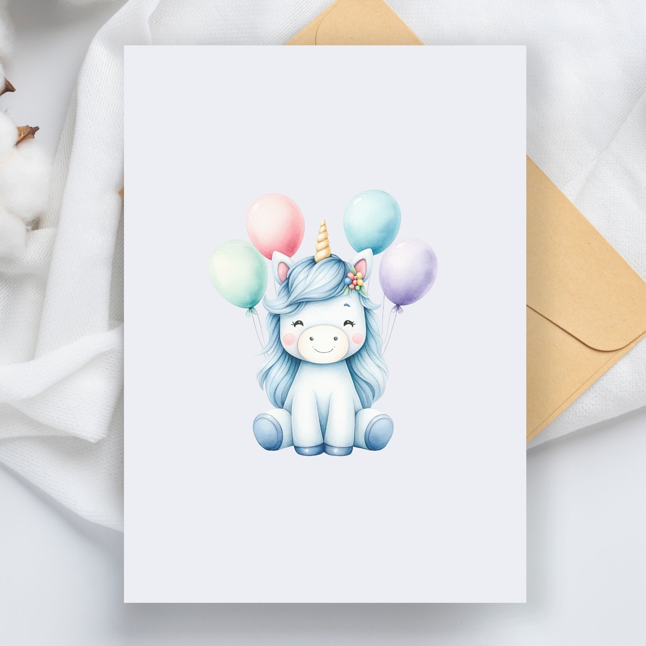 Blue Unicorn Watercolor Clipart, Unicorn Baby Shower , Fantasy Clipart ...