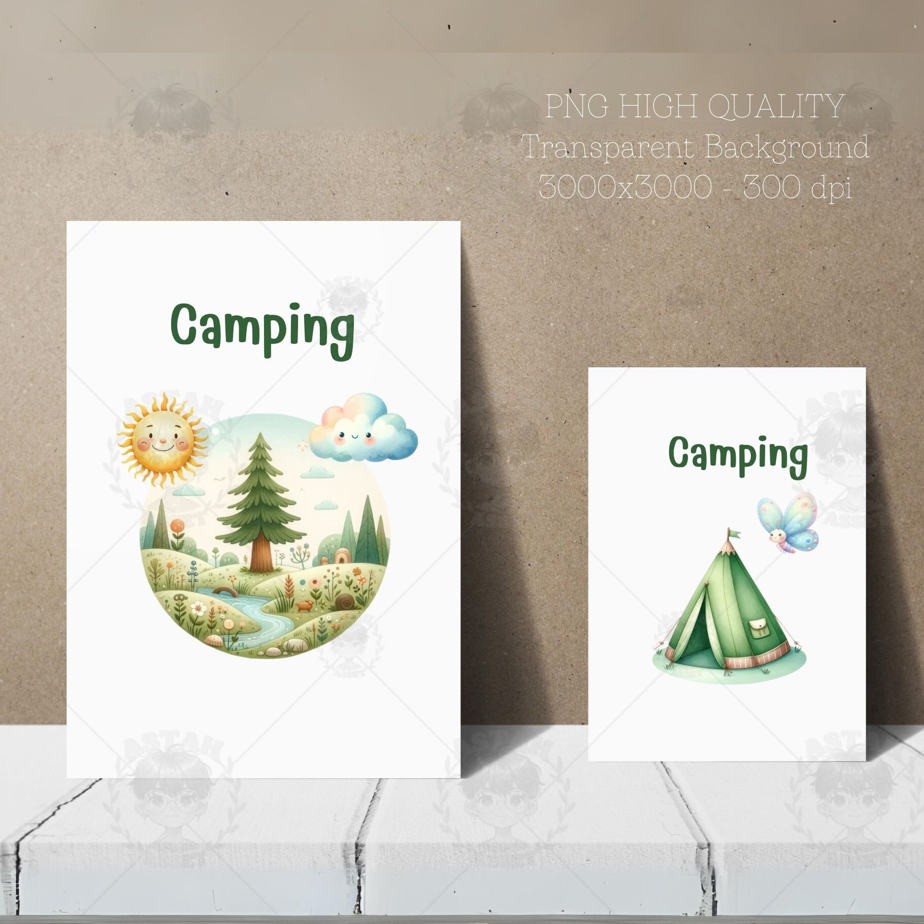Cute Camping Water Color Clipart ,camping Forest ,hiking ,activity for ...