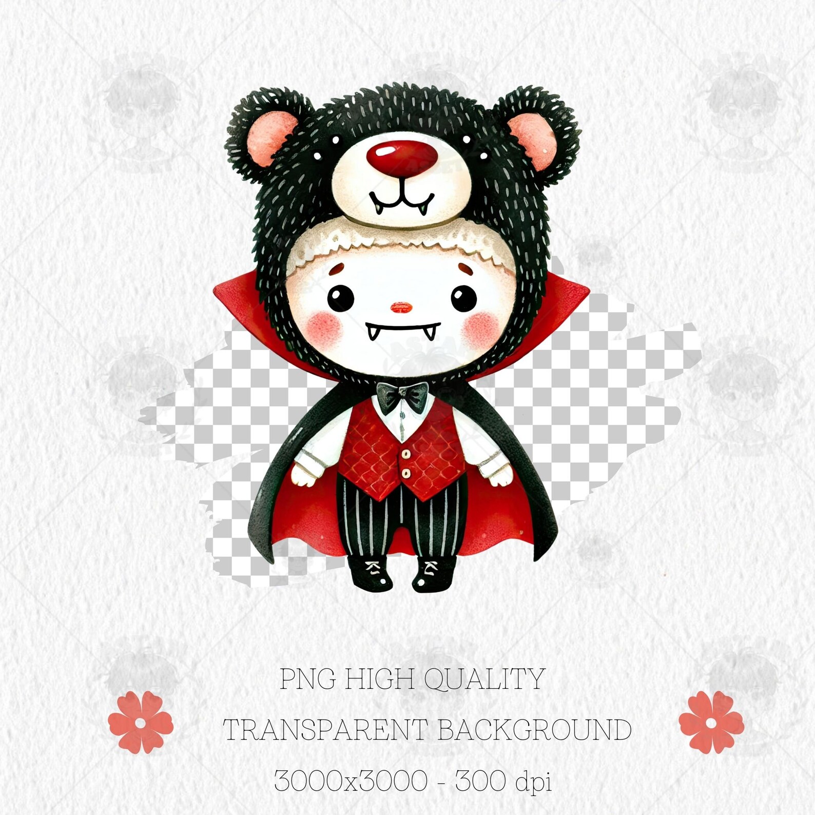 Vampire Watercolor Clipart, Halloween PNG, Spooky Clipart, Cute ...