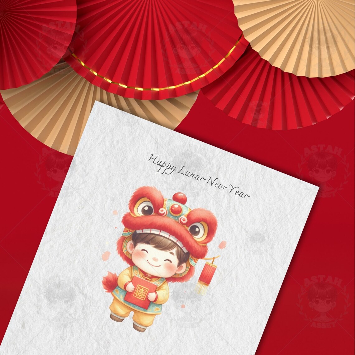 Cute Kid Lion Dance Water Color Chinese New Year Clipart ,2024 , Lion ...