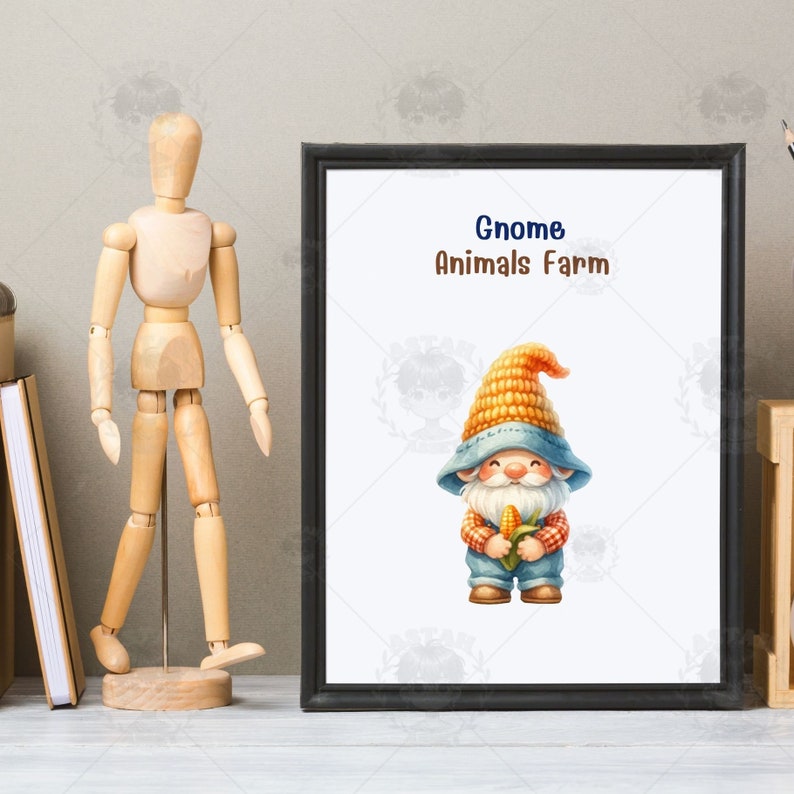 Cute Gnome Animal Farm ,watercolor Clipart ,farmer , Gnomes Sublimation ...