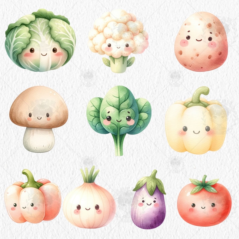 Cute Vegetable Watercolor, Vegetable Clipart Png, Cute Food Clipart ...