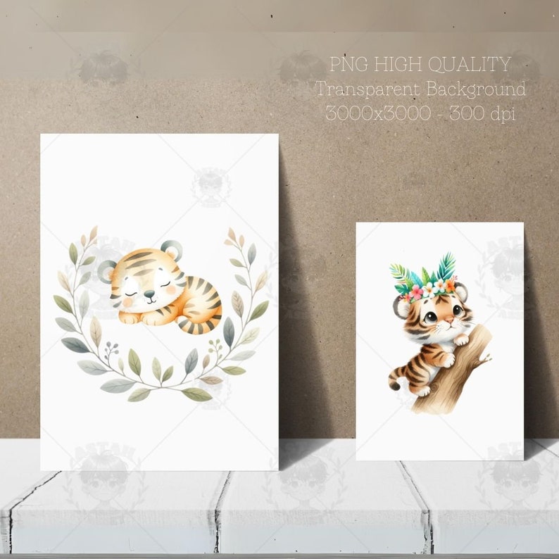 Cute Baby Tiger Watercolor Clipart ,adorable Illustration for Kids ...