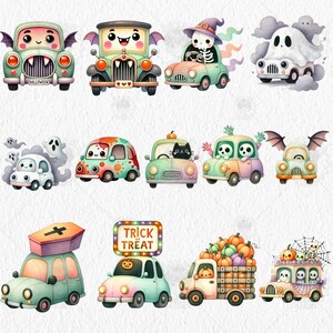 Halloween Car Decor Watercolor Clipart, Halloween PNG, Spooky Clipart ...