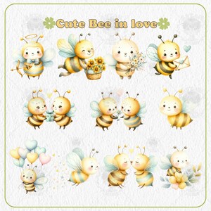 Cute Bee in Love Water Color Clipart ,valentine Animals Decor,png Set ...