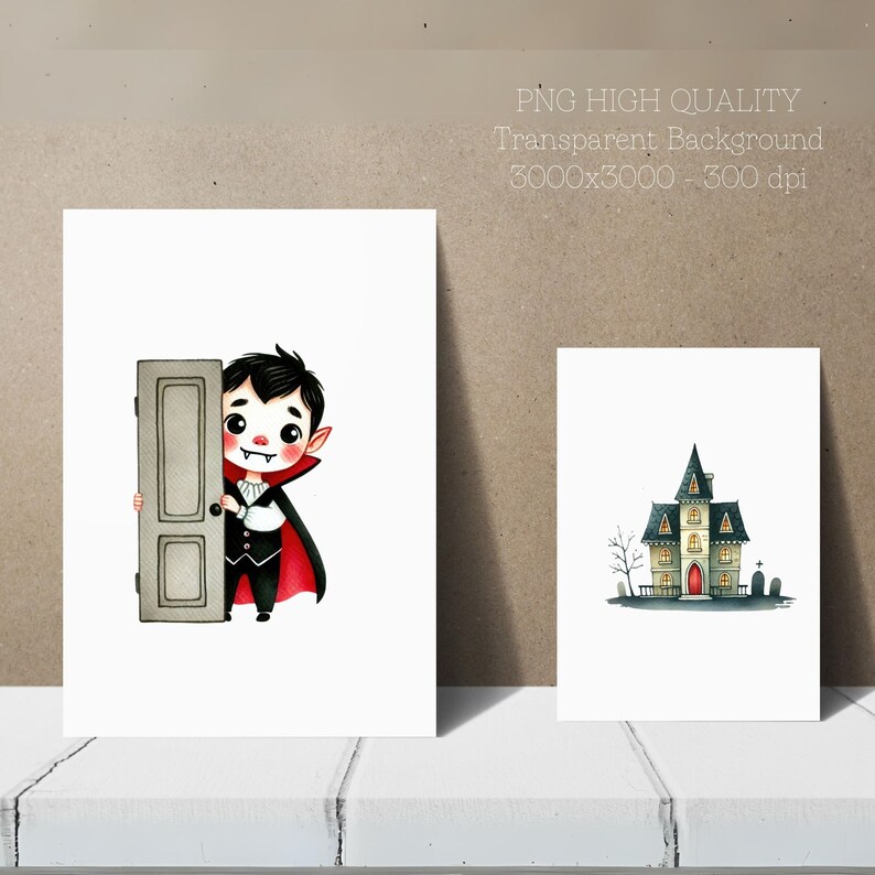 Vampire Watercolor Clipart, Halloween PNG, Spooky Clipart, Cute ...