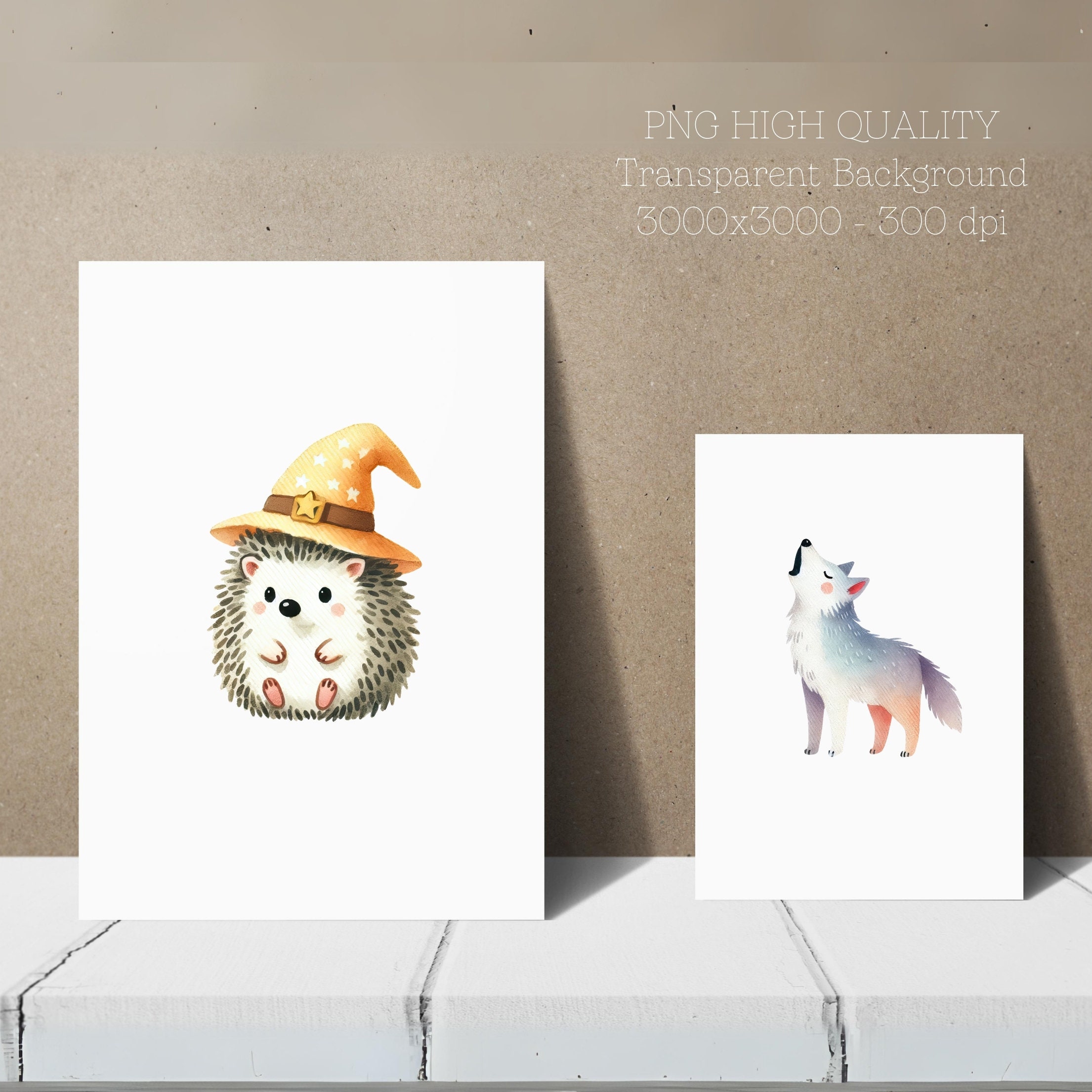 Halloween Animals Watercolor Clipart, Halloween PNG, Cute Animals, Kids ...