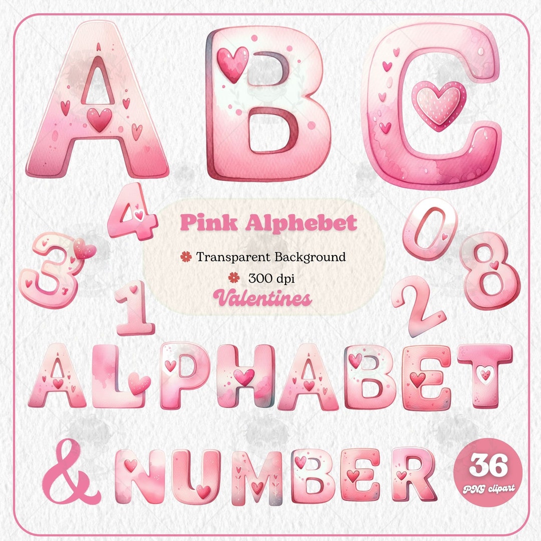 Watercolor Pink Alphabet ,valentines Alphabet Letter, Alphabet PNG ...