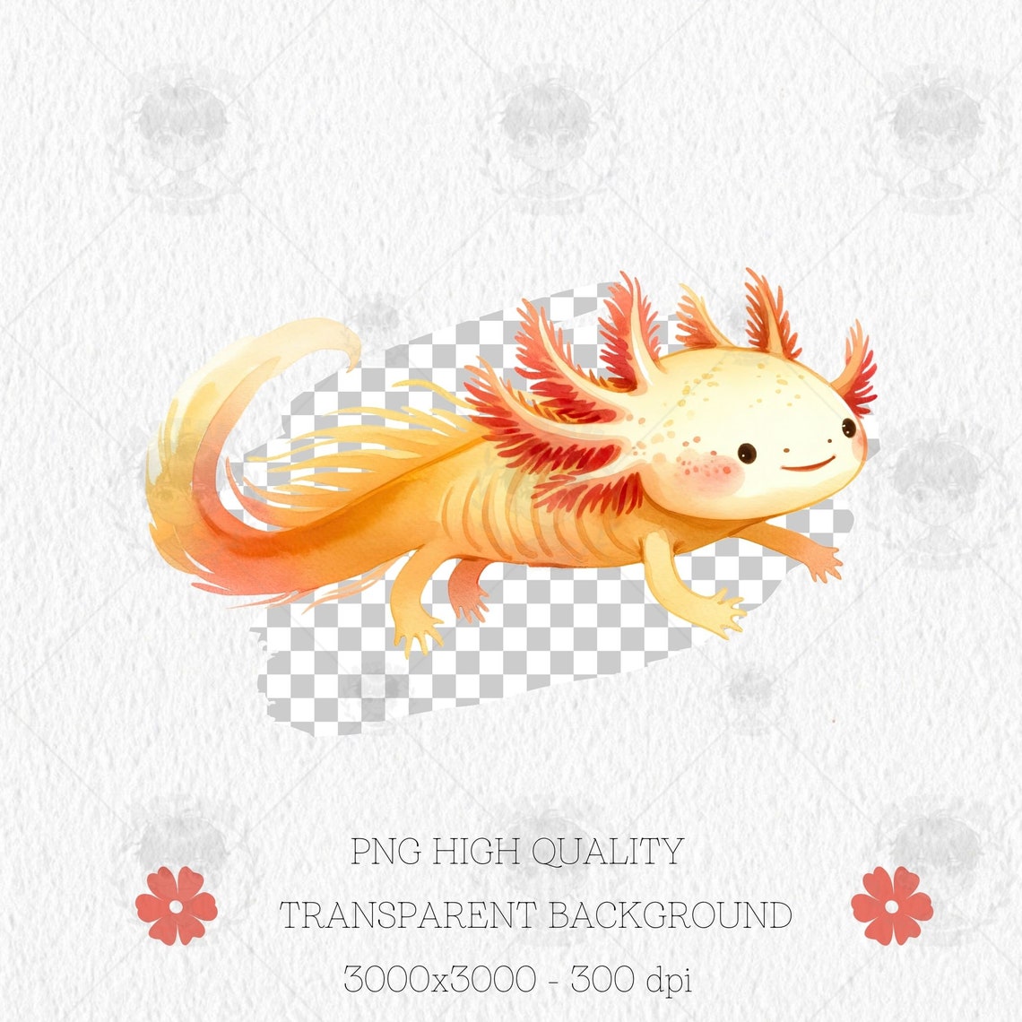 Yellow Axolotl Clipart, Baby Axolotl, Axolotl Birthday, Watercolor ...