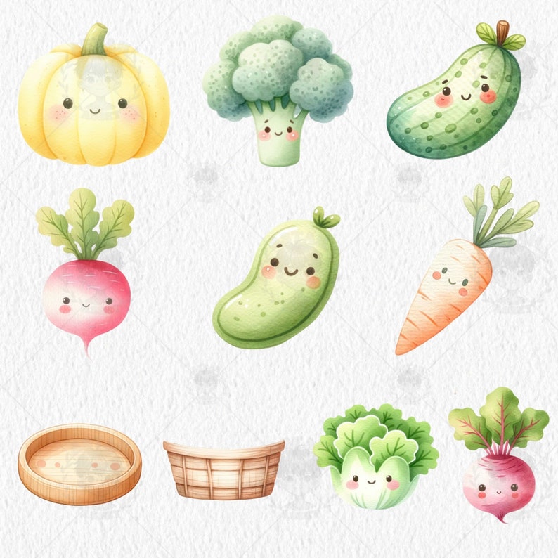 Cute Vegetable Watercolor, Vegetable Clipart Png, Cute Food Clipart ...