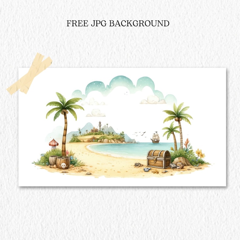 Watercolor Pirate Clipart: Nautical Decor, Pirate Ship (PDF) - Etsy