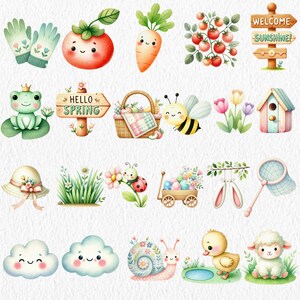 Happy Spring Watercolor Clipart, Cute Nursery Animals (PNG) - Etsy