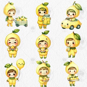 Lemon Kid Water Color Clipart, Lemon Clipart, Summer Kids Clipart ...