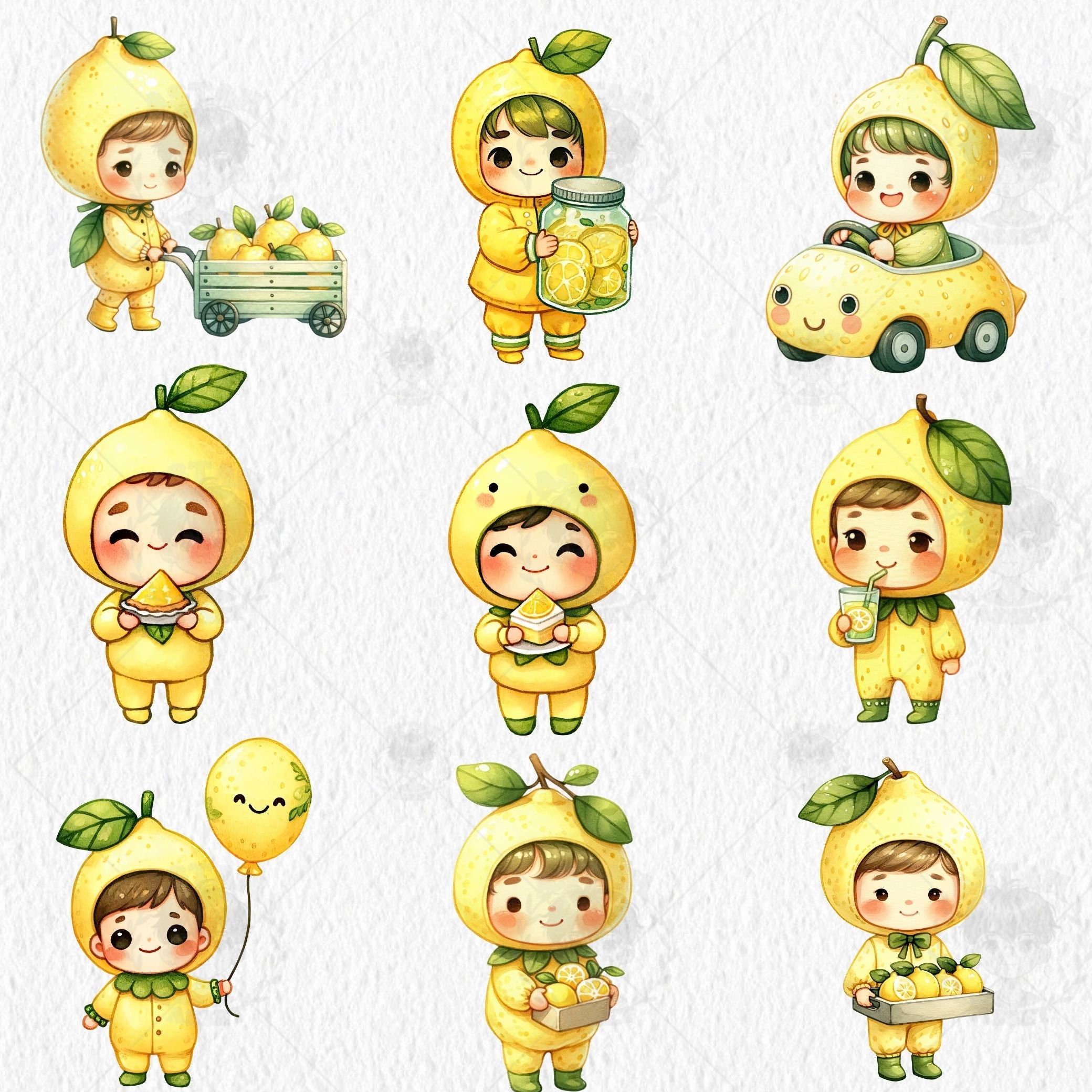 Lemon Kid Water Color Clipart, Lemon Clipart, Summer Kids Clipart ...