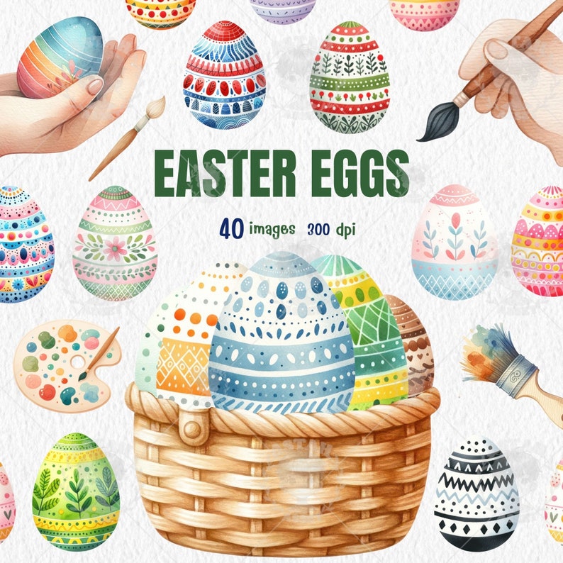 Easter Eggs Watercolor Clipart , Happy Easter Png, Easter Sublimation ...