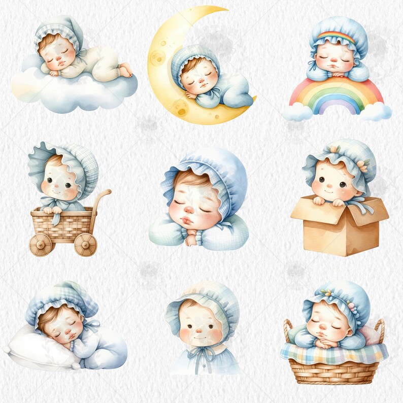 Blue Baby Boy Clipart, Boy Watercolor Clipart, Baby Boy Clipart ...