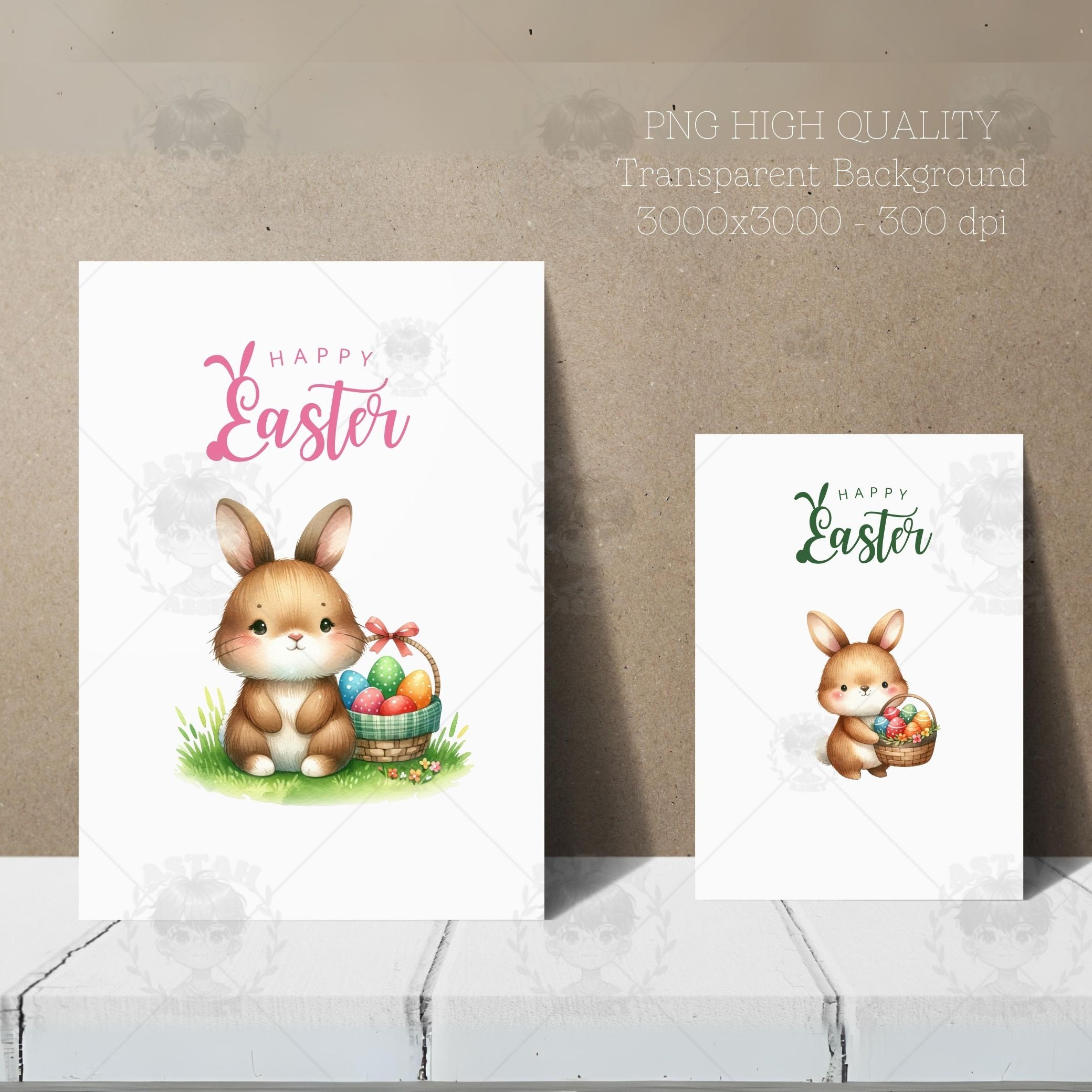 Easter Bunny Watercolor Clipart , Easter Eggs, Cute Rabbit Clipart ...
