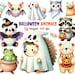 Halloween Animals Watercolor Clipart, Halloween PNG, Cute Animals, Kids ...