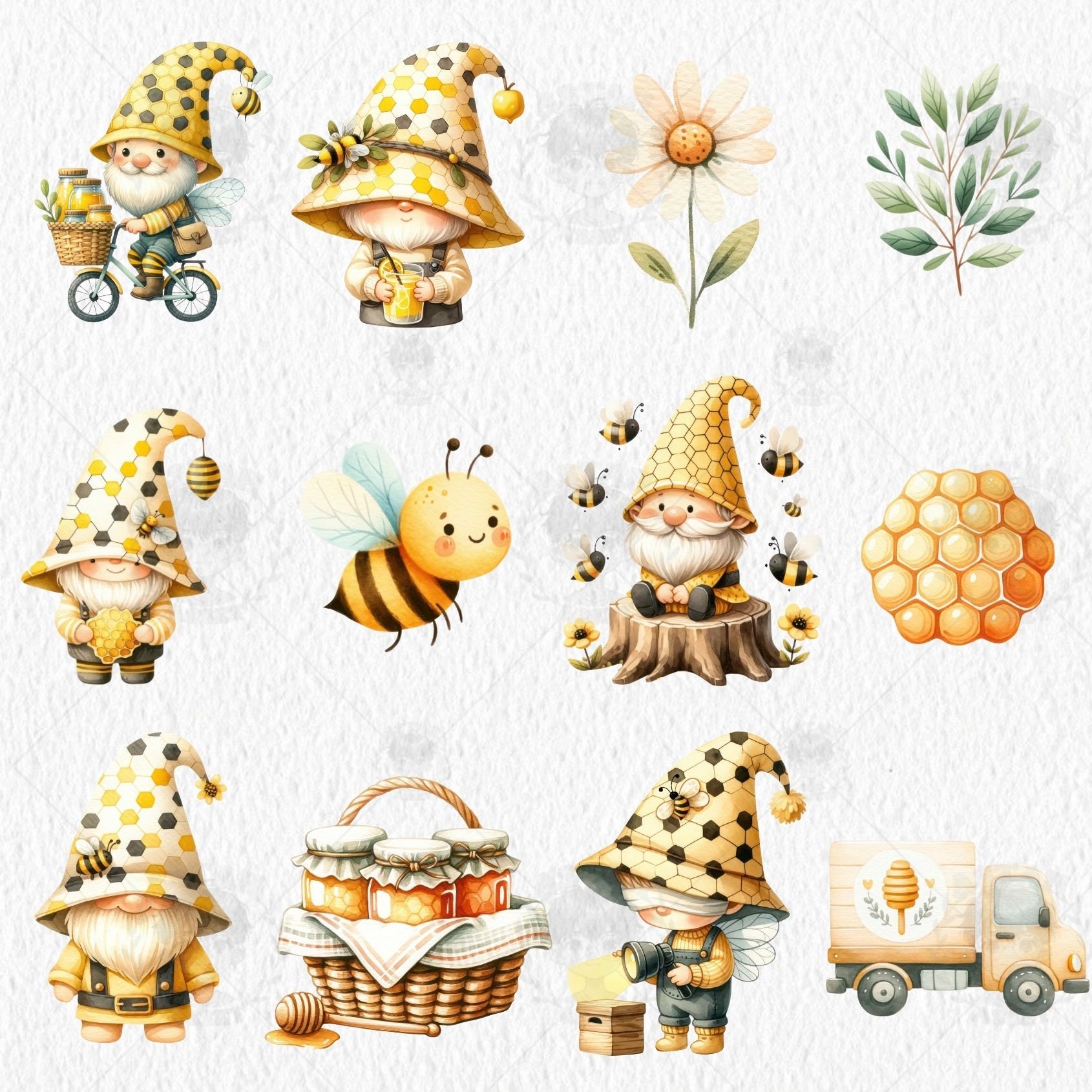 Cute Gnome Bee Farmer ,watercolor Clipart ,honey Bee ,spring ...
