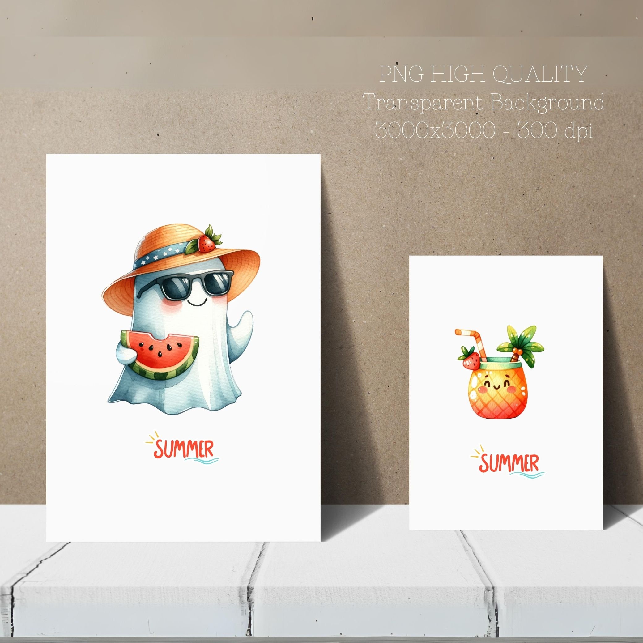 Ghost Summer Watercolor Clipart, Halloween Clipart, Cute Ghost Clipart ...