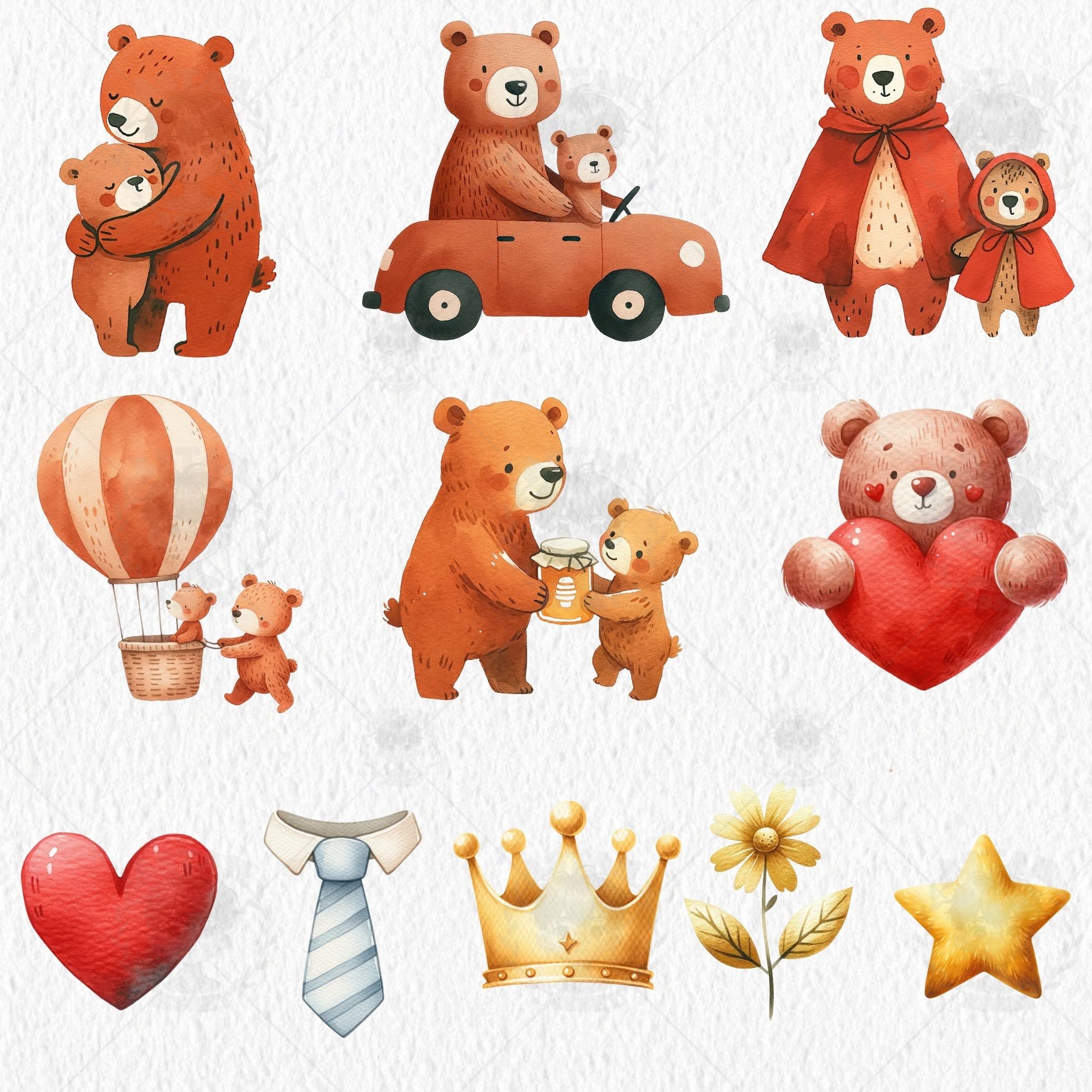 Papa Bear Watercolor Clipart ,dad Bear PNG, Father's Day Gifts, Gifts ...