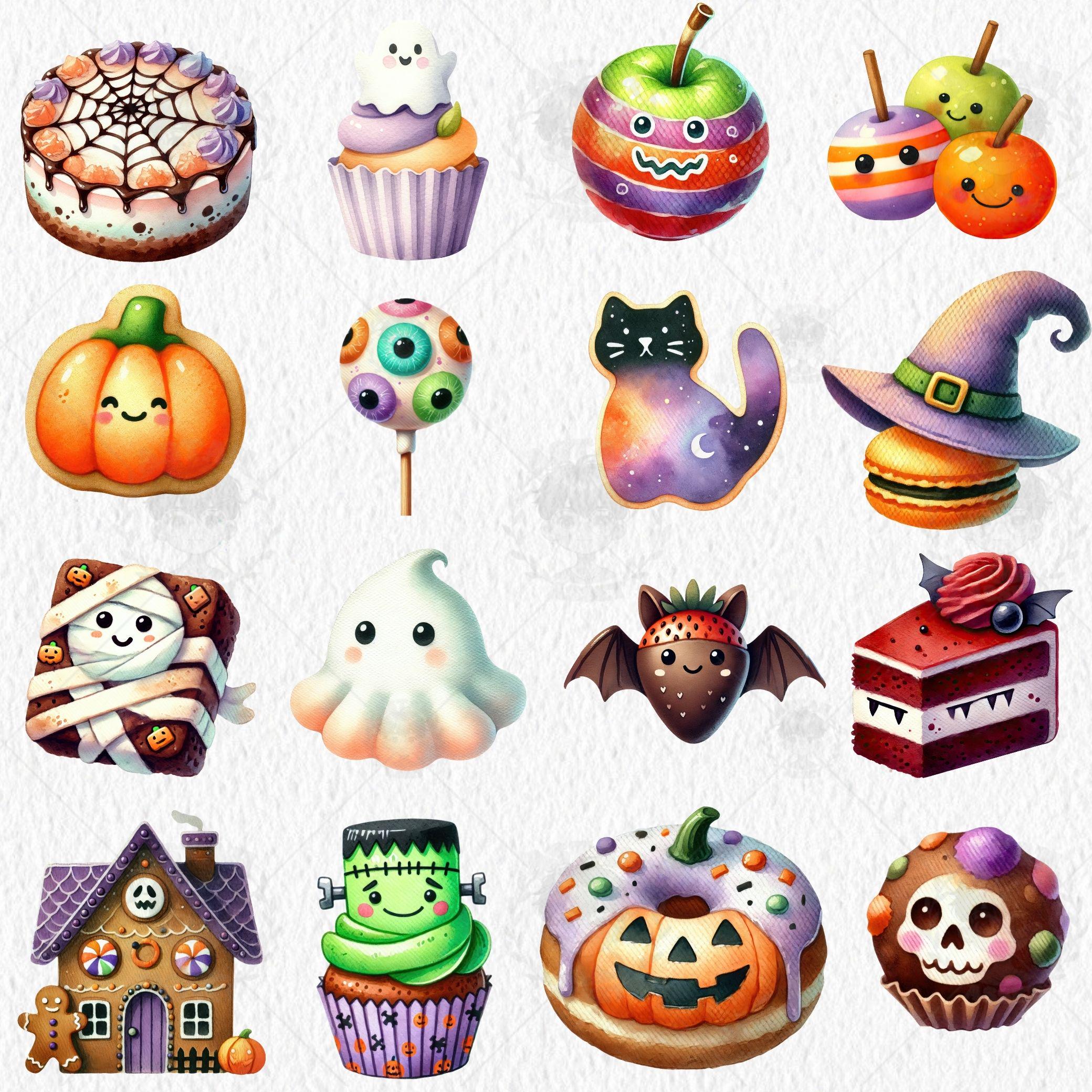 Halloween Desserts Watercolor Clipart, Spooky Treats (30 PNG Files) - Etsy