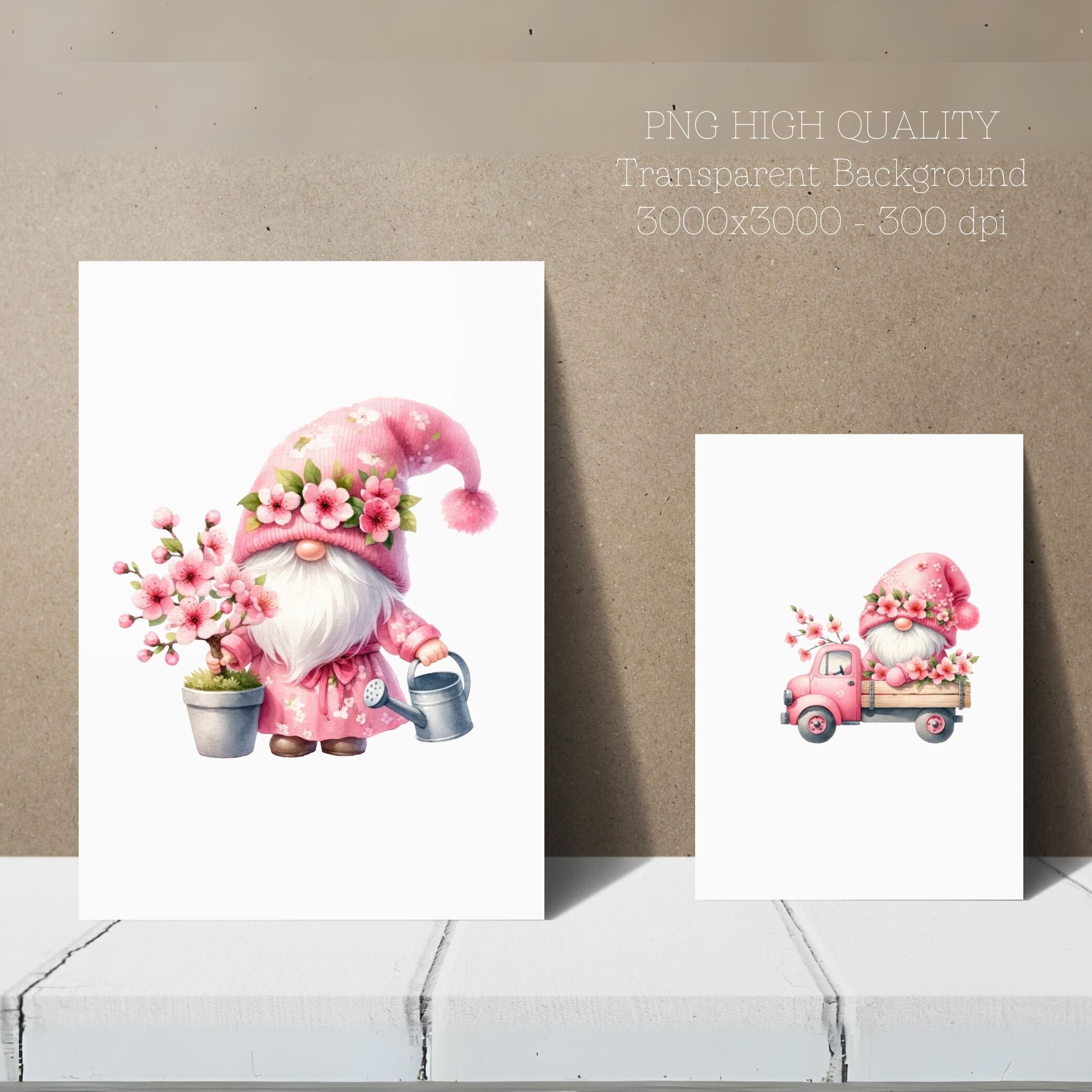 Gnome Cherry Blossom, Gnome Watercolor Clipart ,gnome Flower Png,sakura ...