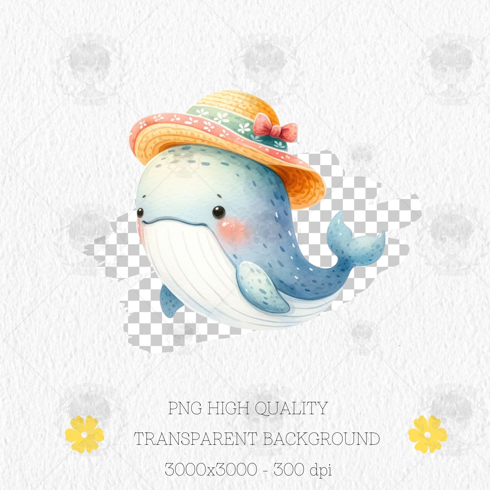 Cute Whale Watercolor Clipart ,undersea ,baby Whale Png,nursery Decor ...