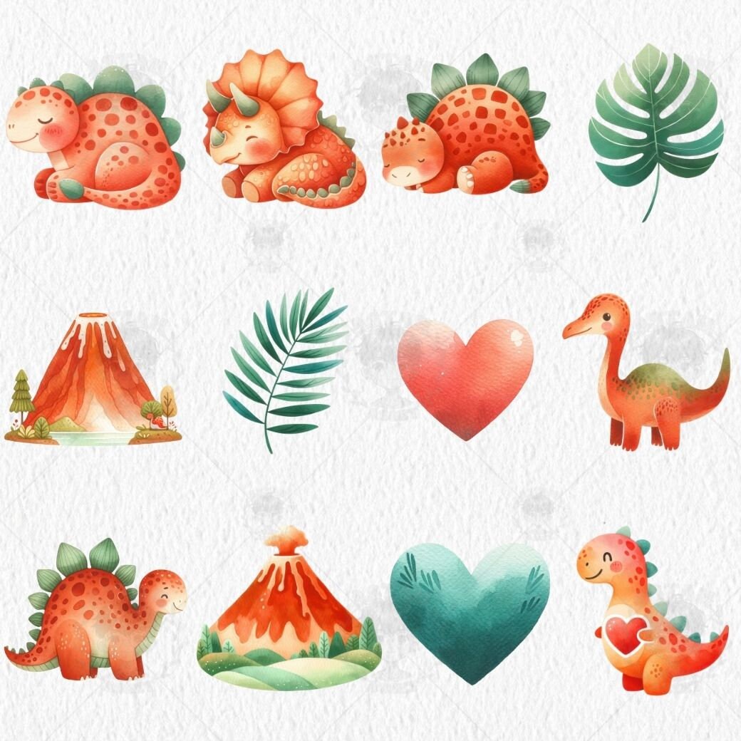 Cute Dinosaur Watercolor Clipart, Animals, Nursery Png for Kids ,t-rex ...