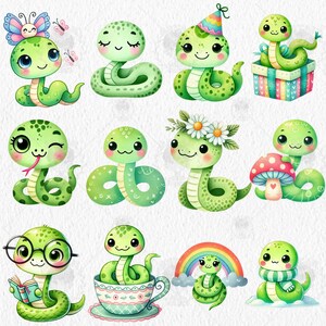 Cute Snake Watercolor Clipart, Snake Png, Lunar Newyear Clipart, Year ...