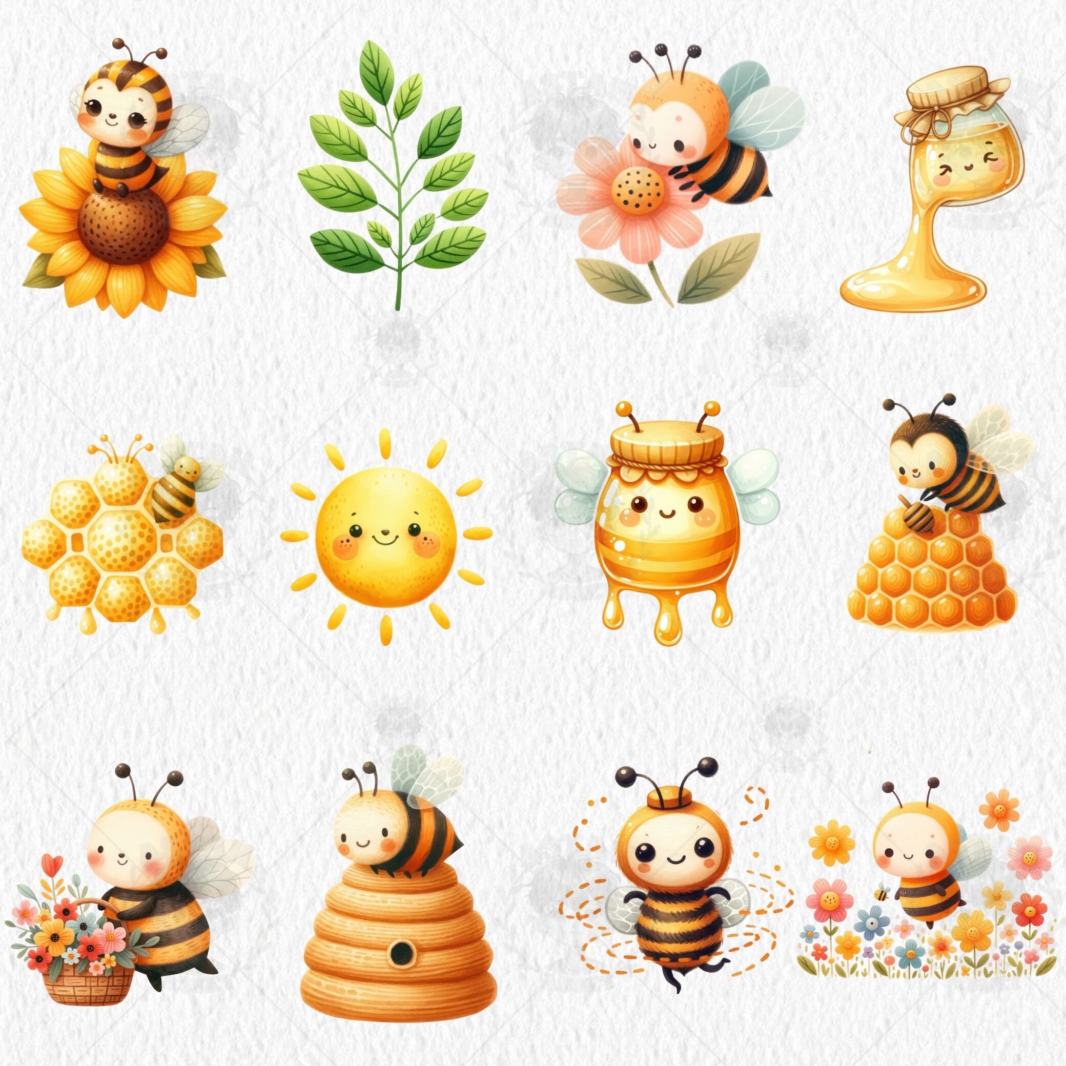 Cute Bee Water Color Clipart ,bumble Bee Animals Decor,png Set, Honey ...