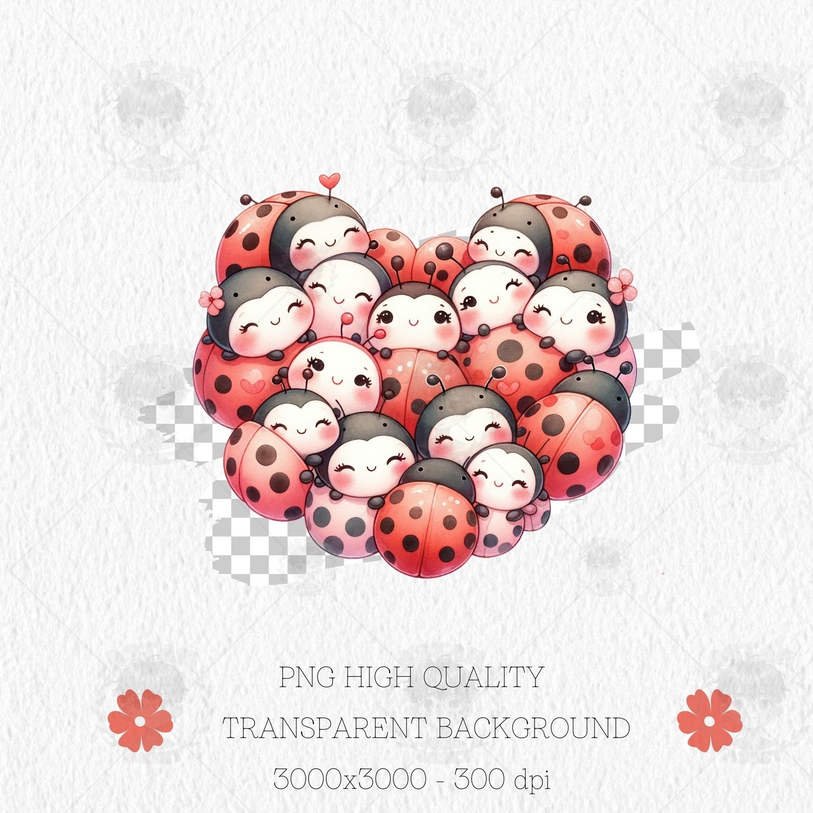Watercolor Ladybug Clipart: Valentine's Day PNG Set (digital Download ...
