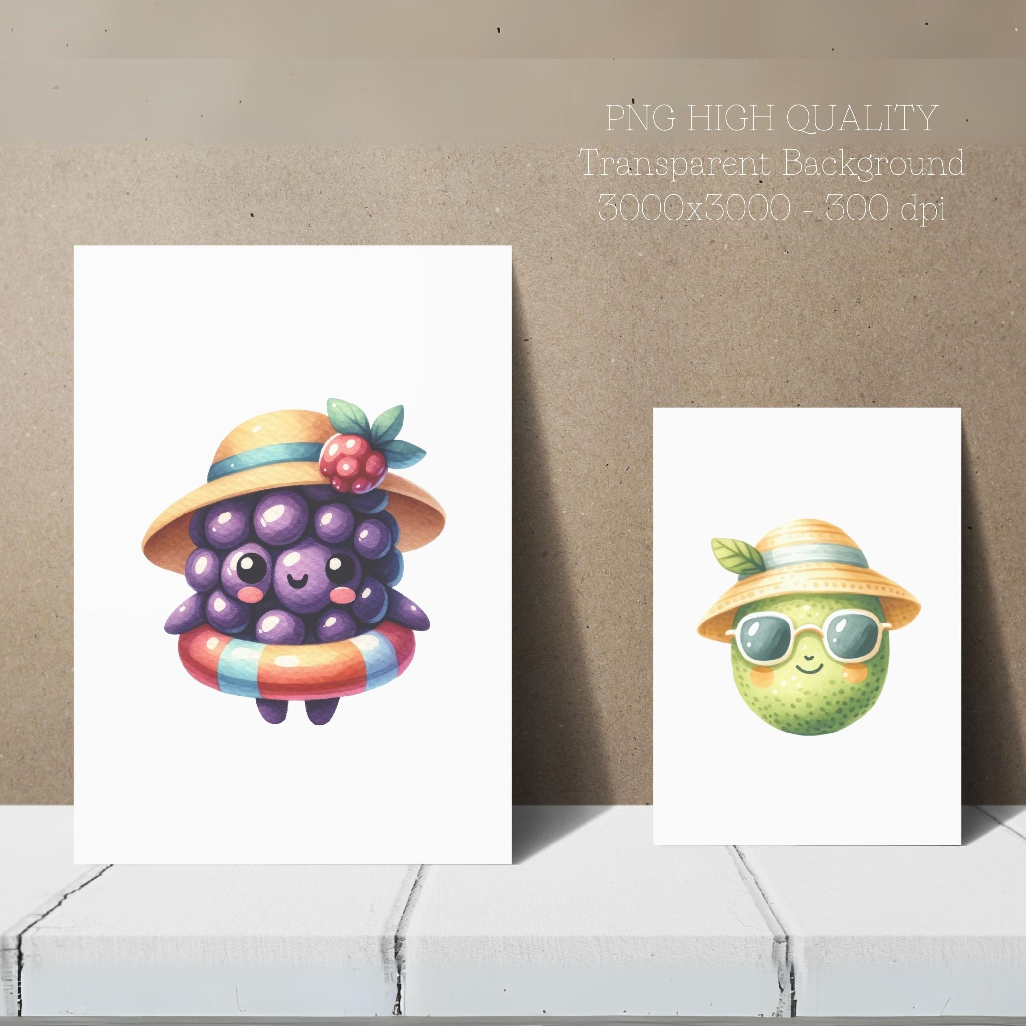 Summer Fruit Watercolor Clipart, Kawaii Fruit Clipart, Cute Food ...
