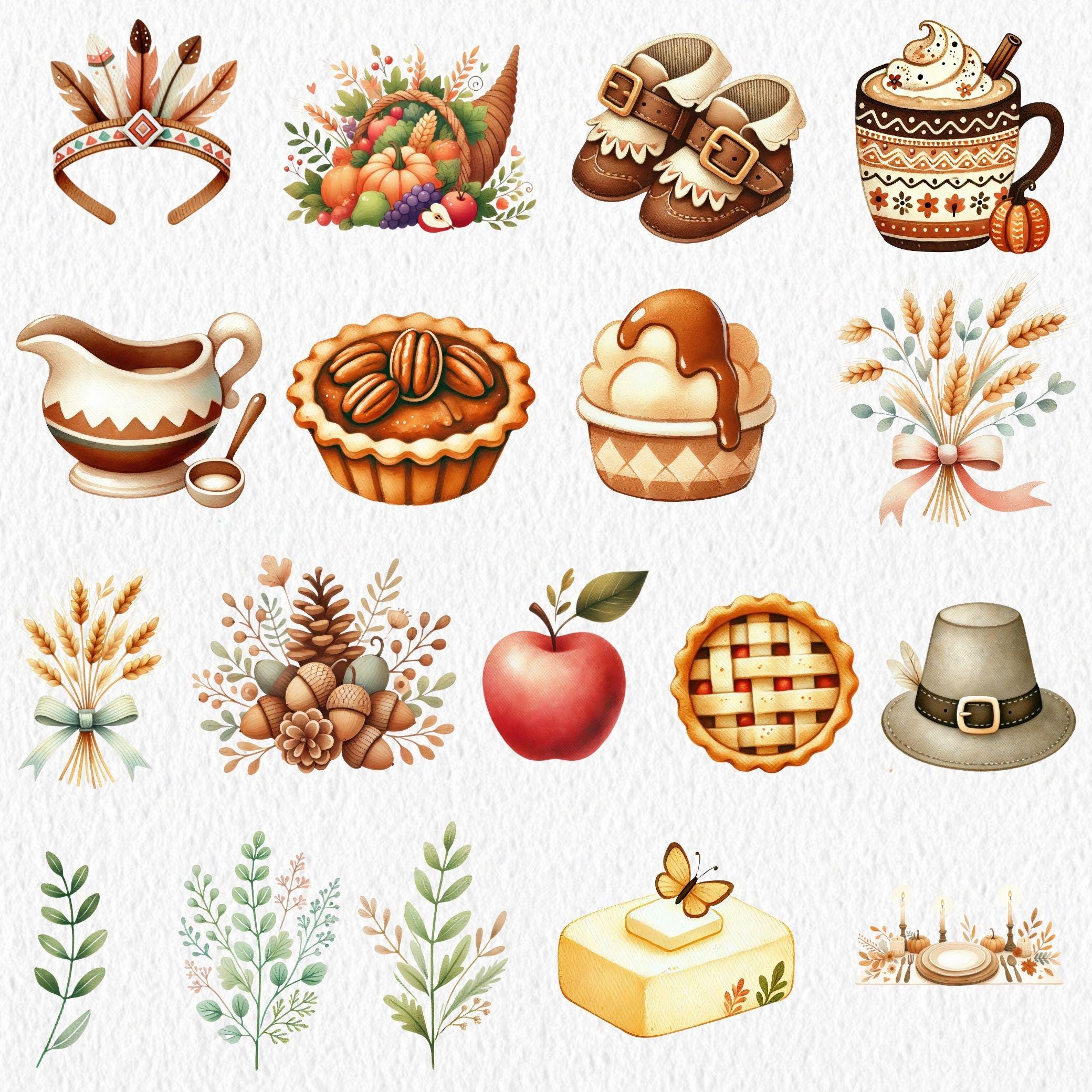 Thanksgiving Watercolor Clipart: Autumn PNG Images (commercial Use) - Etsy
