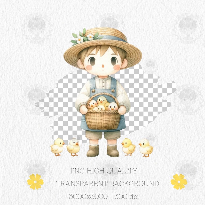 Cute Boy Easter, Watercolor Clipart ,child Easter Gift, Happy Easter ...