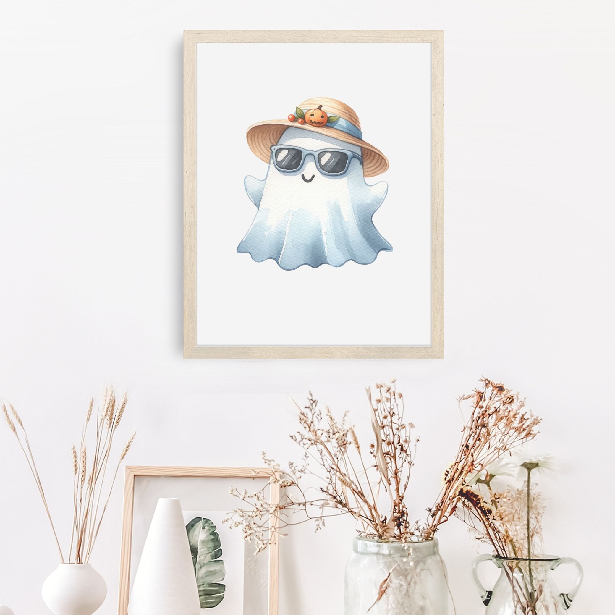 Ghost Summer Watercolor Clipart, Halloween Clipart, Cute Ghost Clipart ...