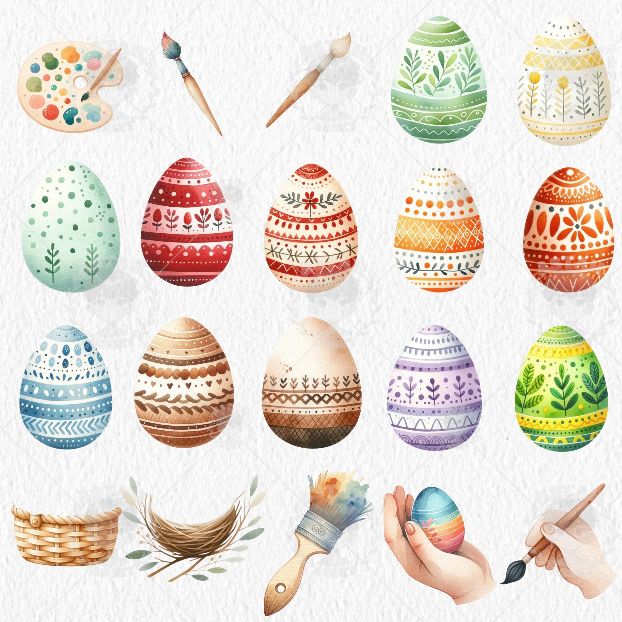 Easter Eggs Watercolor Clipart , Happy Easter Png, Easter Sublimation ...