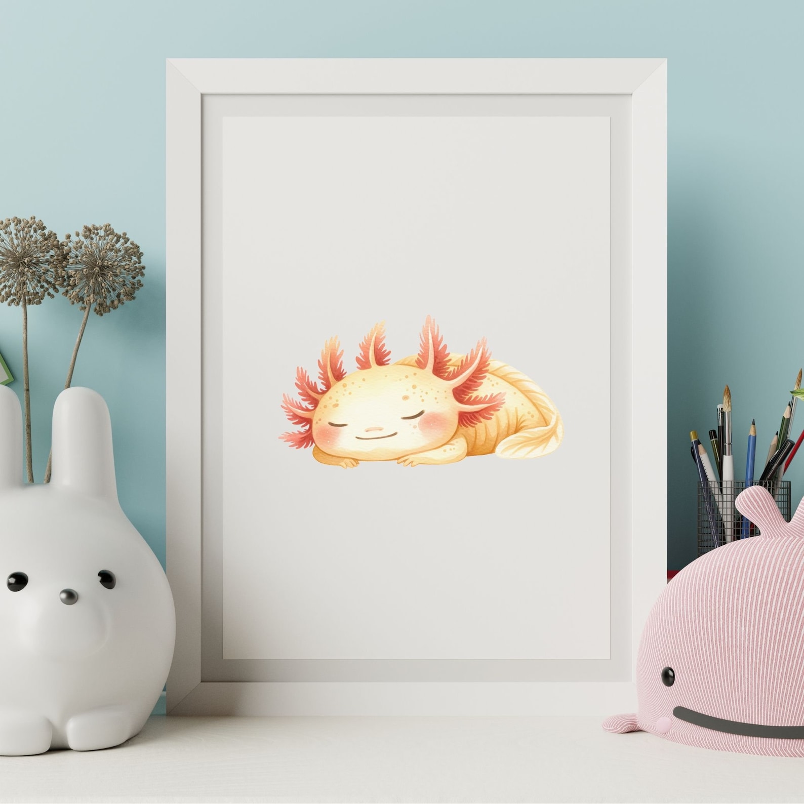 Yellow Axolotl Clipart, Baby Axolotl, Axolotl Birthday, Watercolor ...