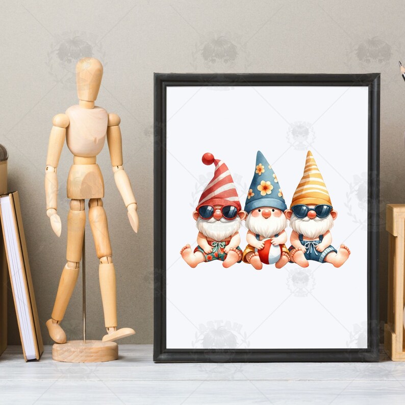 Cute Gnome Beach Ball ,watercolor Clipart ,sea , Gnomes Beach ...