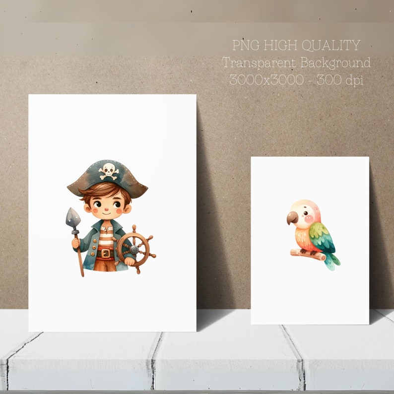 Watercolor Pirate Clipart: Nautical Decor, Pirate Ship (PDF) - Etsy