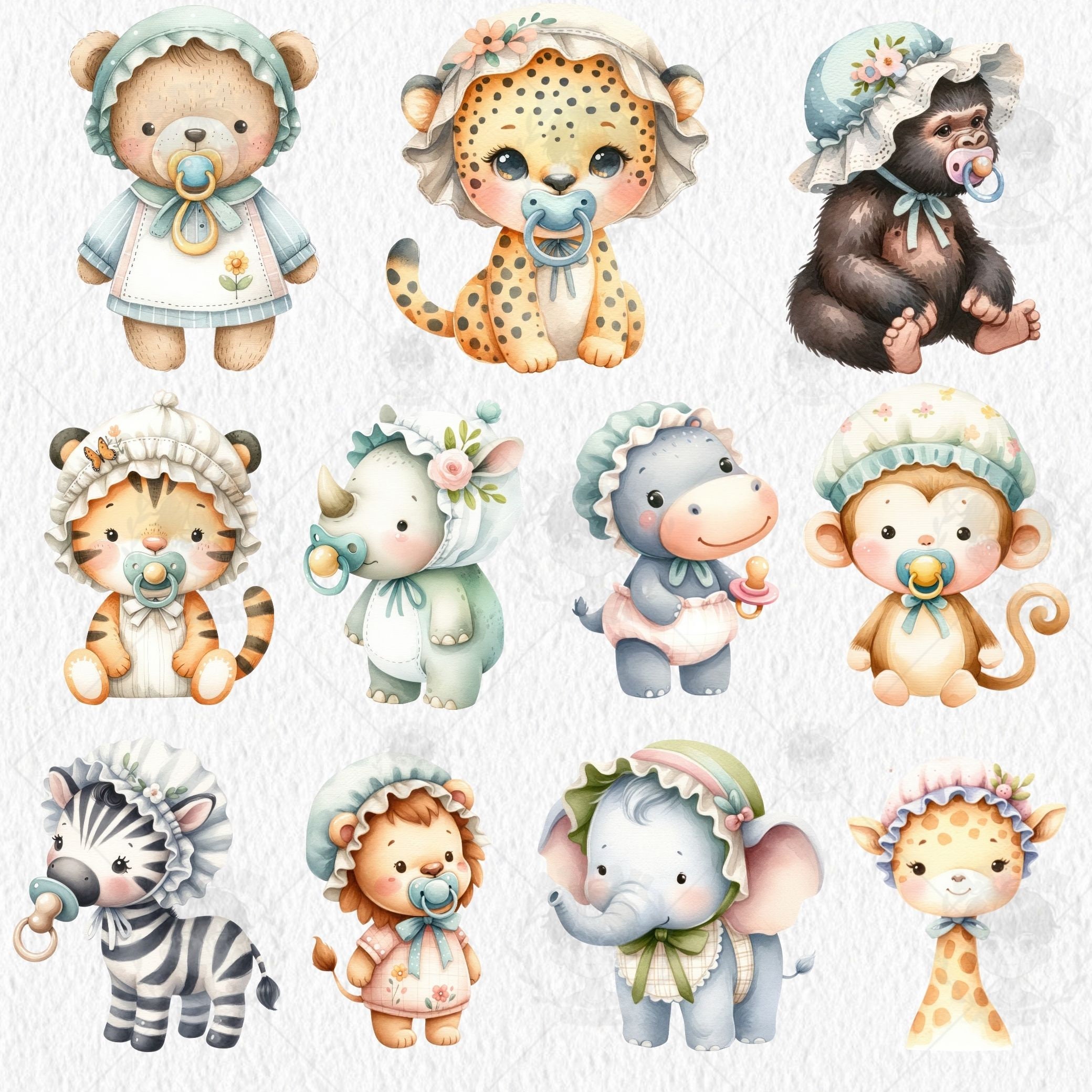 Baby Animals, Cute Animals Watercolor Clipart ,baby Shower Clipart ...