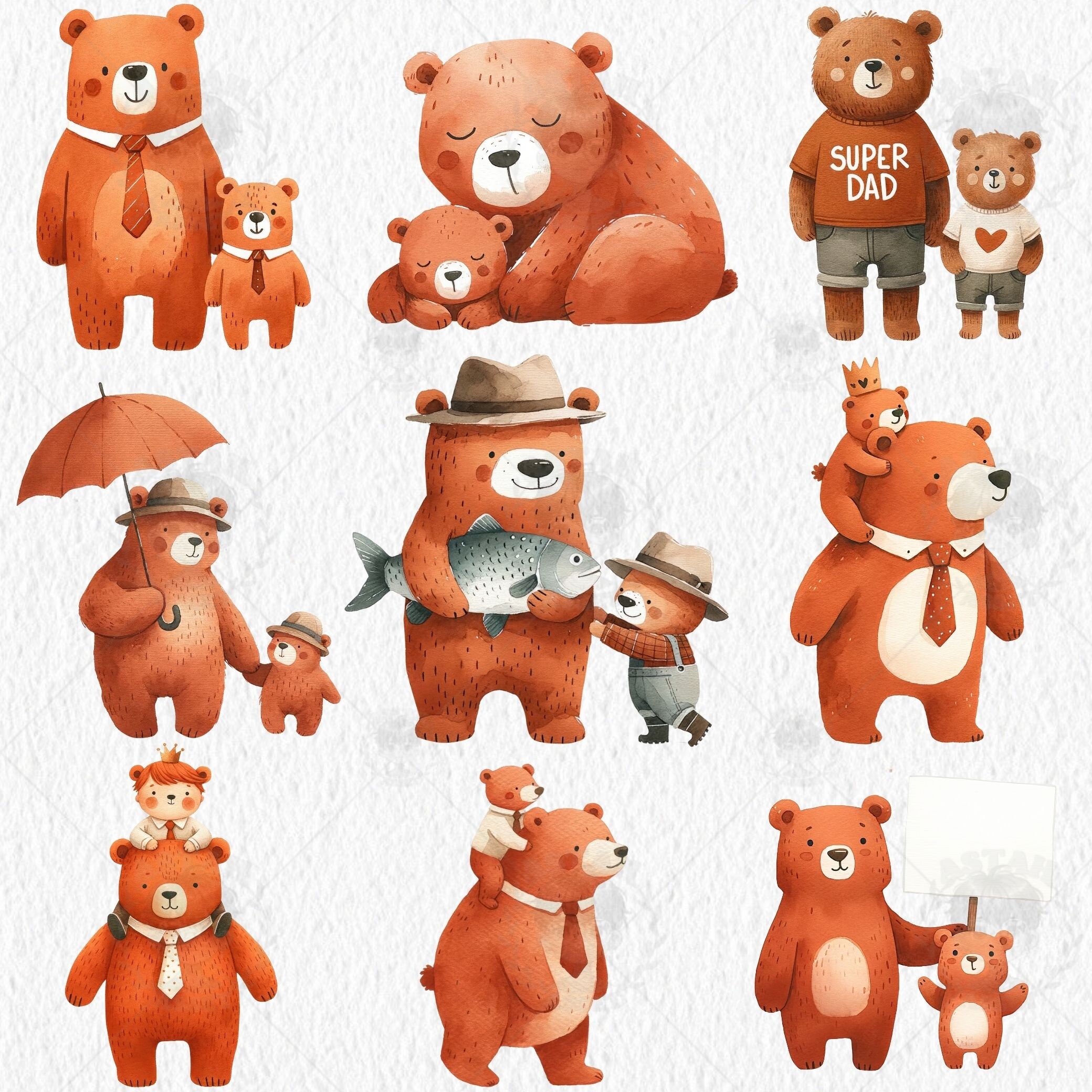 Papa Bear Watercolor Clipart ,dad Bear PNG, Father's Day Gifts, Gifts ...