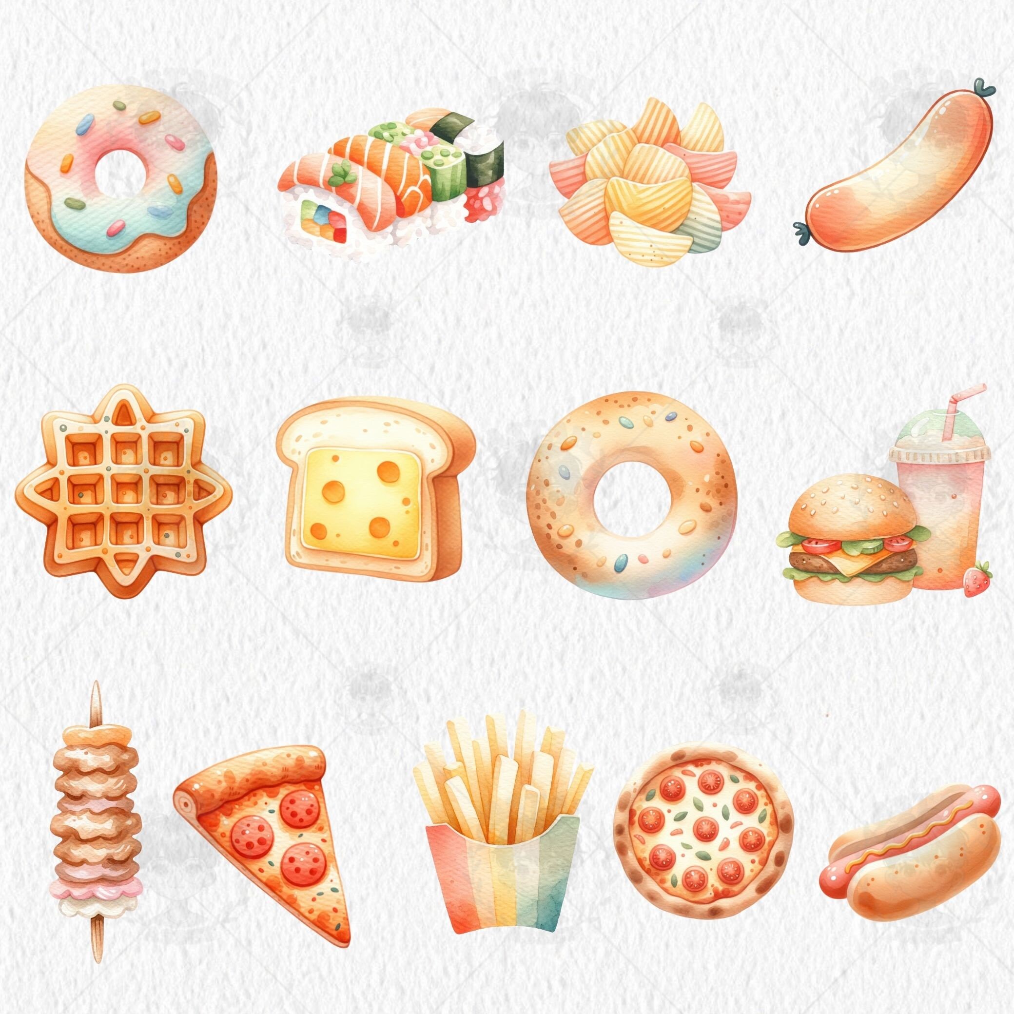 Fast Food ,watercolor Clipart ,fast Food Menu, Cute Food Clipart ,kid ...