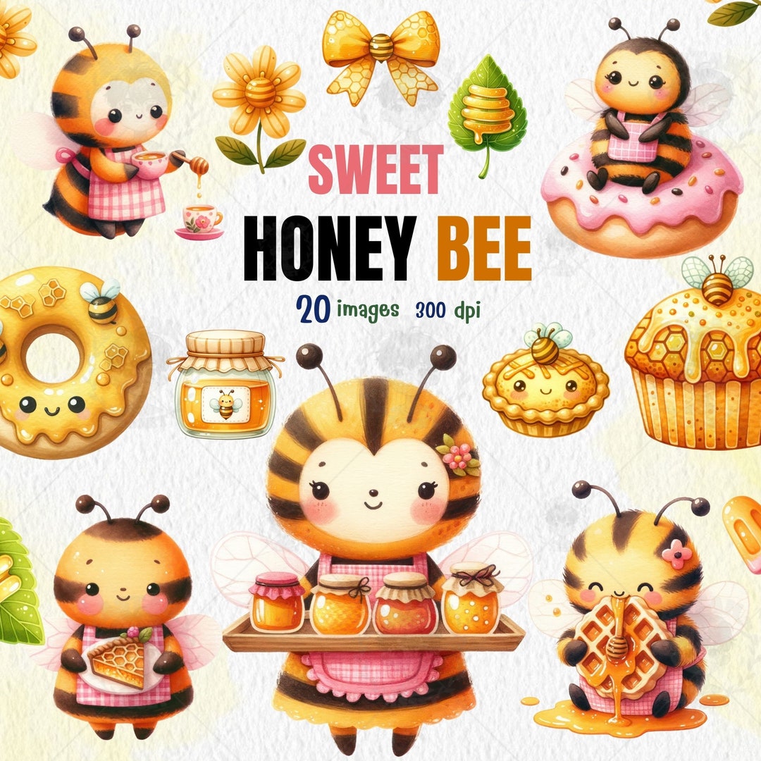 Sweet Honey Bee Water Color Clipart ,dessert ,bumble Bee Animals ,png ...